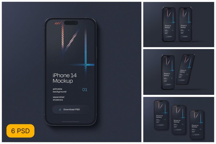 深色iPhone14 Pro手机PSD样机素材包 – 简单设计